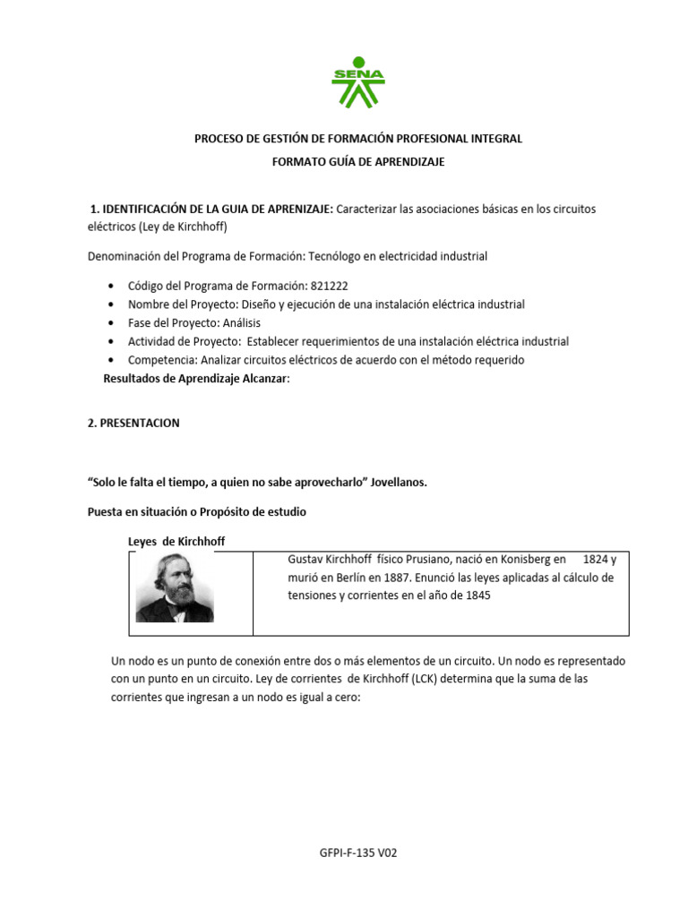 GUÍA. Leyes de Kirchhoff - 083704 | PDF | Red eléctrica | Resistencia ...