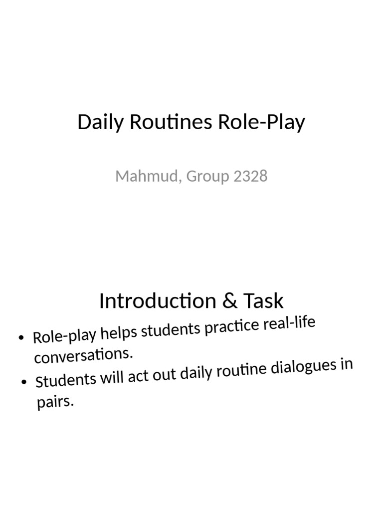 Daily Routines Role Play Compact | PDF