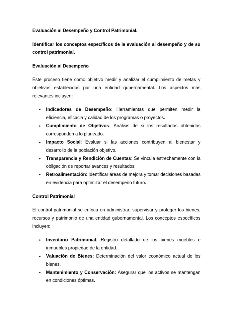 Evaluación y Control Patrimonial Gubernamental | PDF | Información