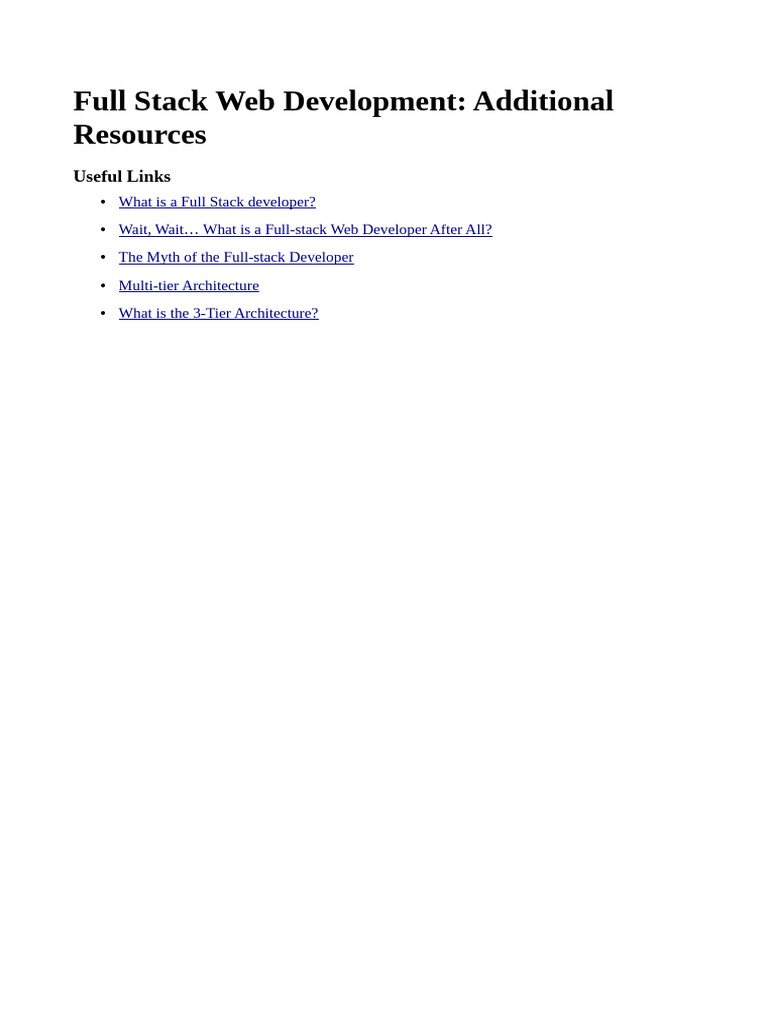 Essential Resources for Full Stack Developers | PDF