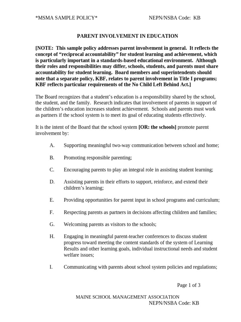 PARENT INVOLVEMENT IN EDUCATION | PDF | Learning | Disciplines