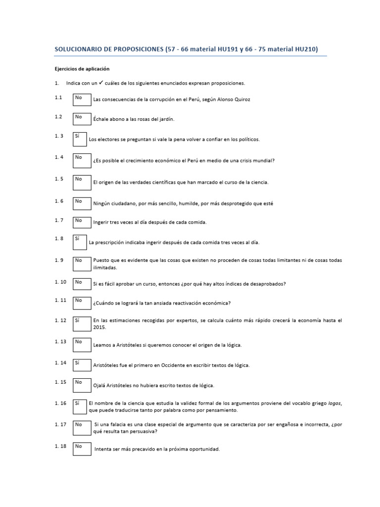SOLUCIONARIO DE PROPOSICIONES (Págs. 66-75 Del Material de Ejercicios ...