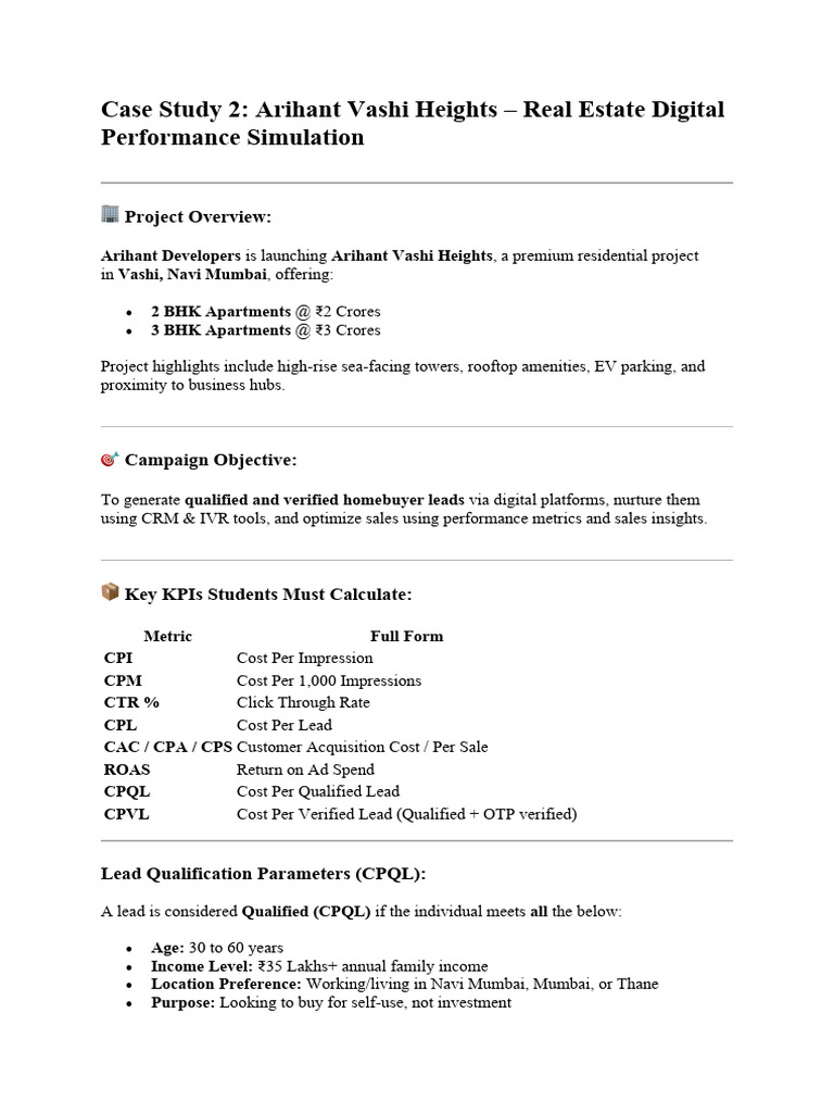 Arihant Vashi Heights SEO Case Study | PDF | Business Economics | Business