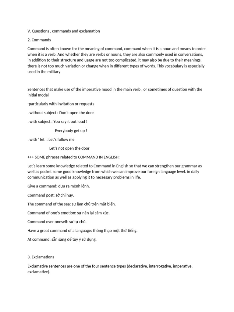 Commands and Exclamations in English | PDF
