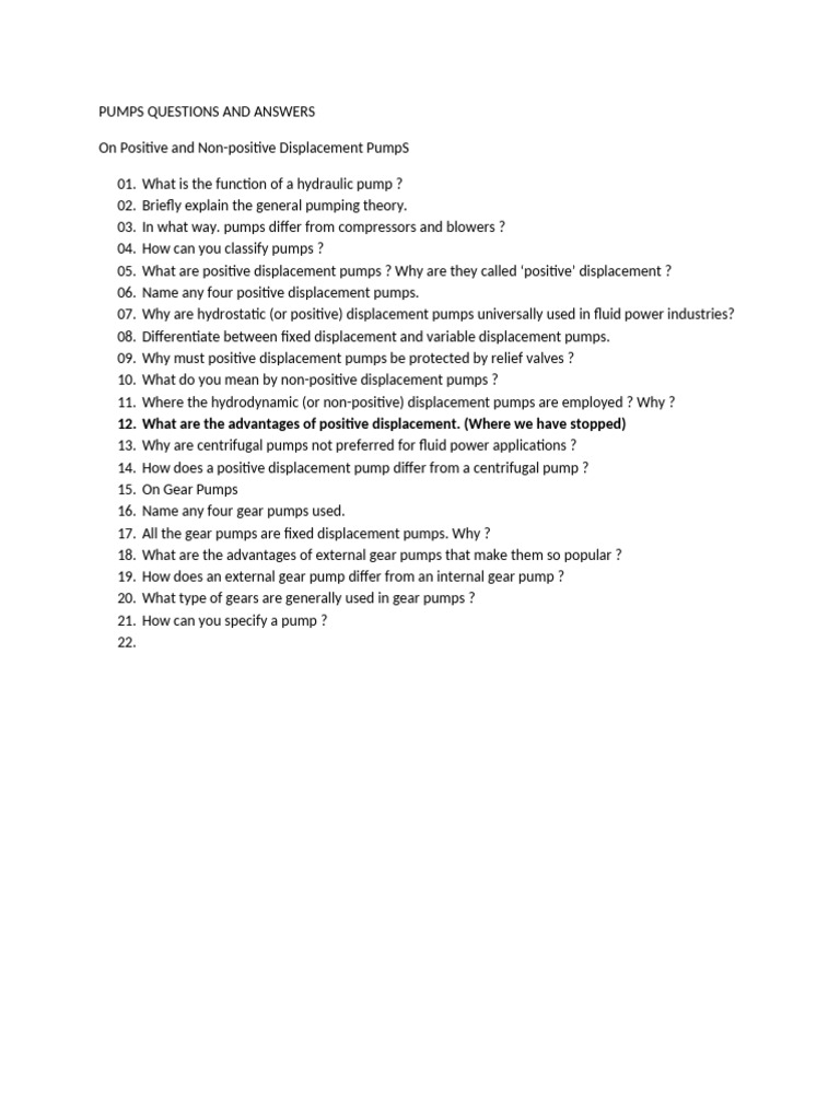 Pumps Questions and Answers | PDF