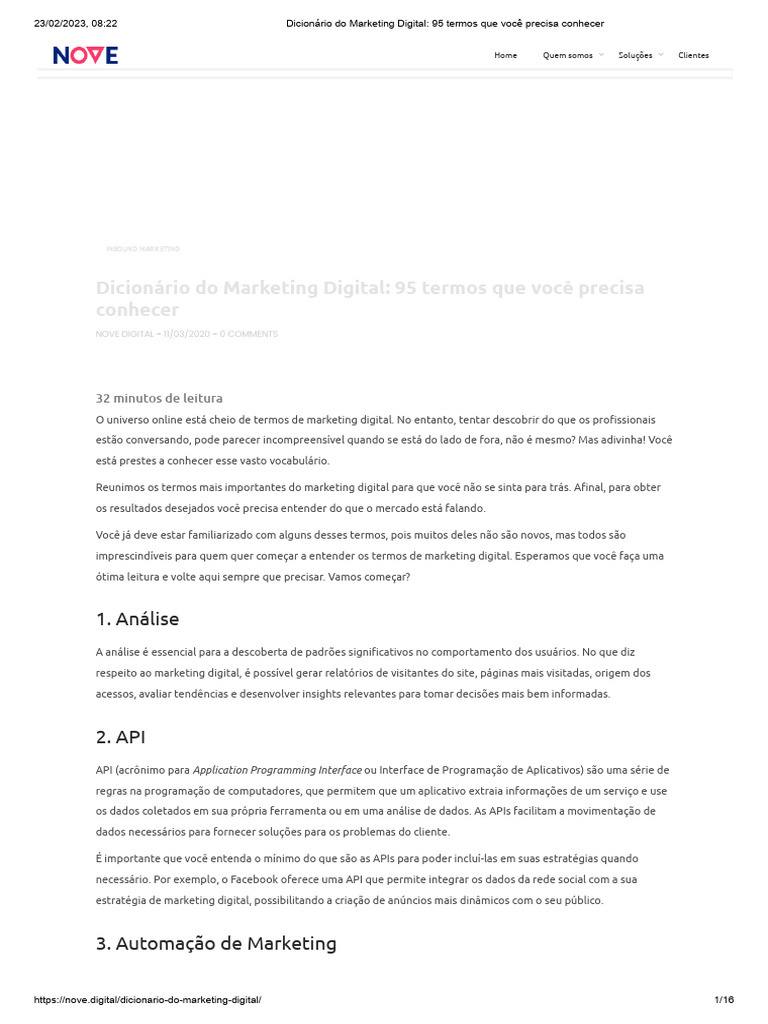 Dicionário Do Marketing Digital - 95 Termos Que Você Precisa Conhecer | PDF | Marketing | SEO