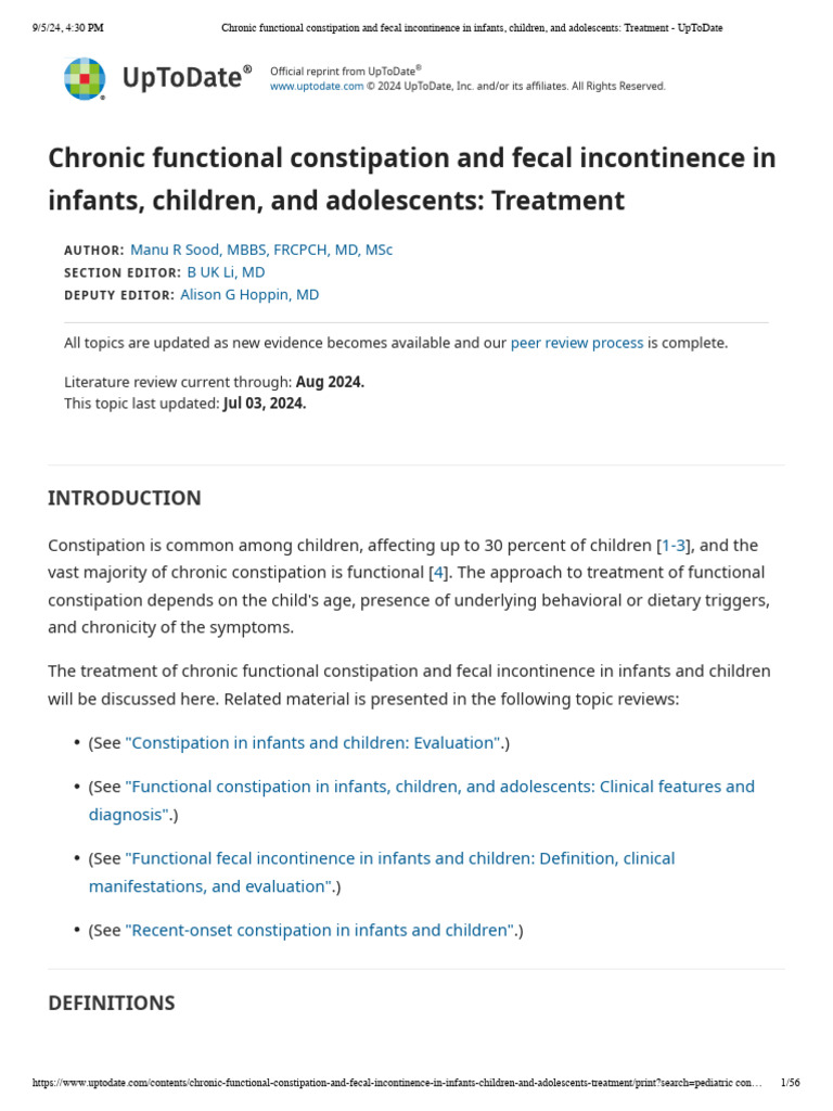 Chronic Functional Constipation and Fec... and Adolescents - Treatment - UpToDate | PDF ...