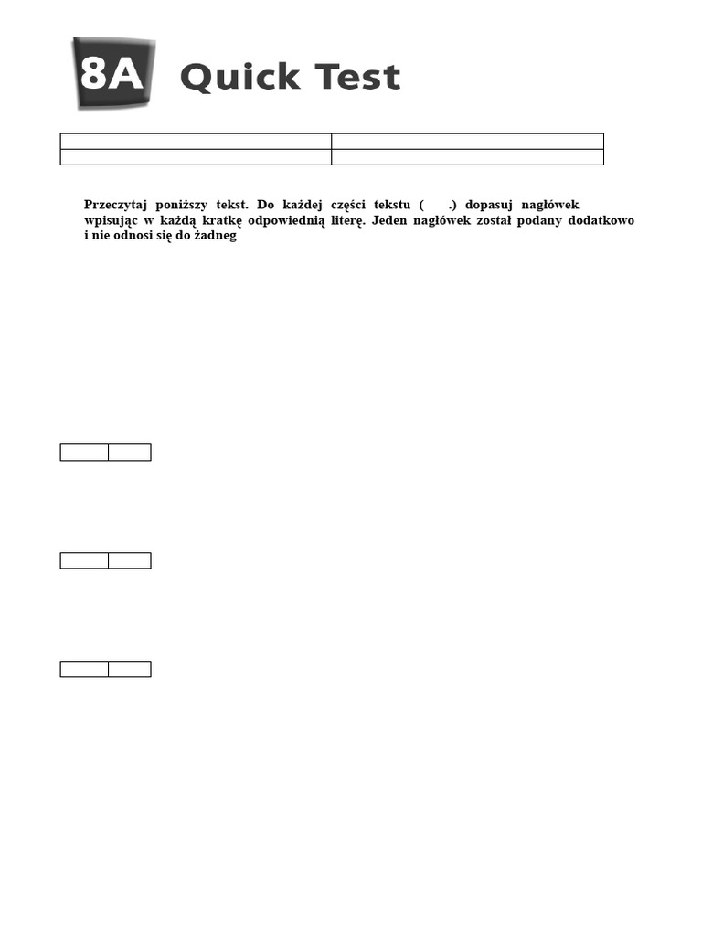 RM Basic Quick Test 8A | PDF | Tourism