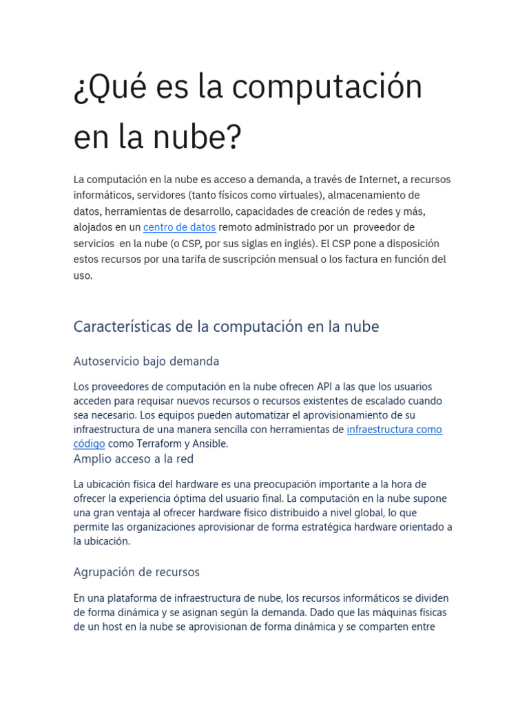 Tema computo en la nube completo | PDF | Computación en la nube | Software como servicio
