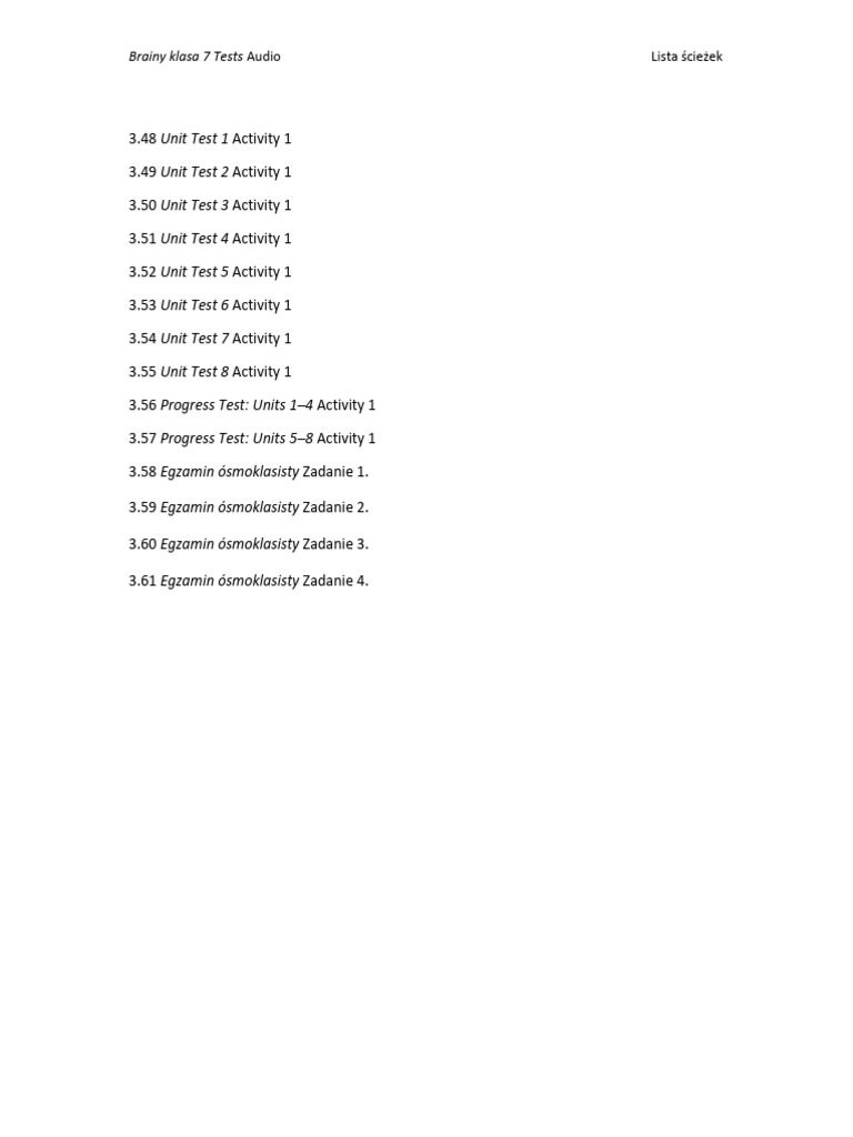 Tests Tracklist | PDF