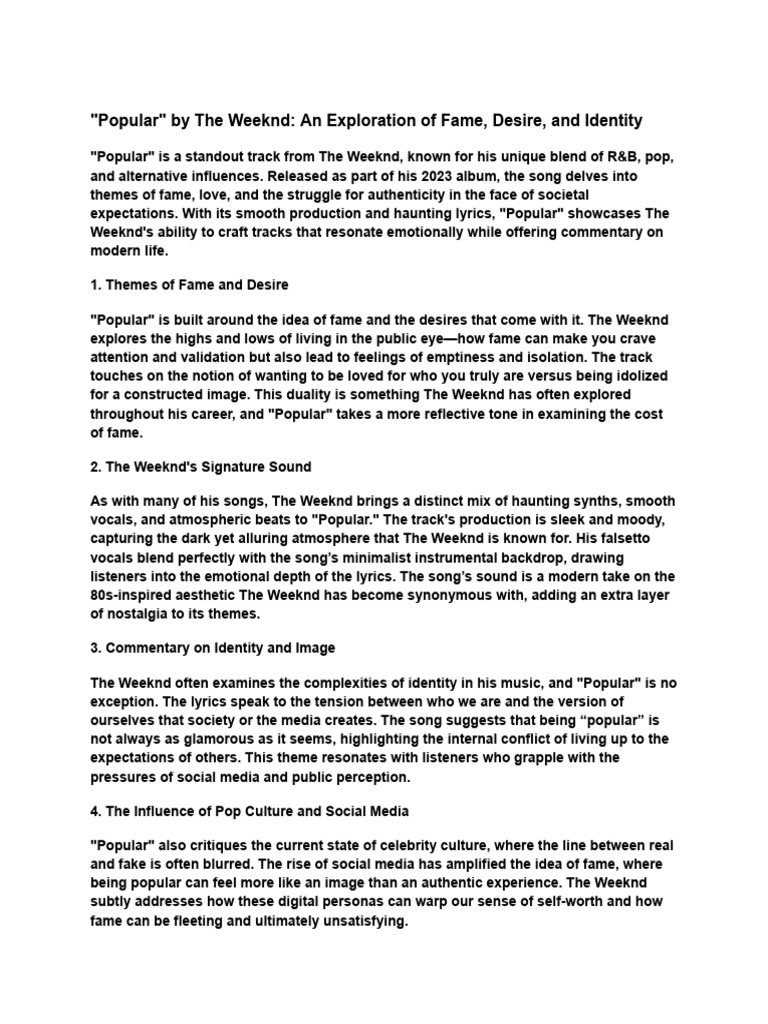 Popular Weekend Song Notes | PDF | Social Media | Popular Culture ...