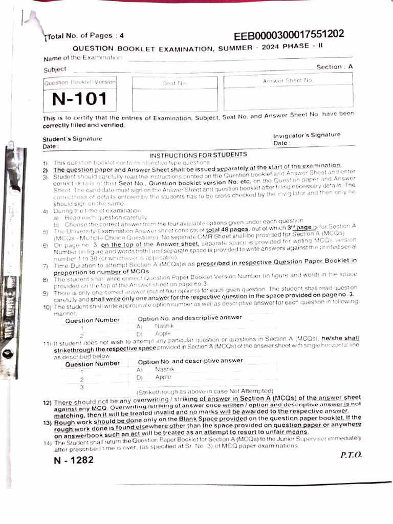 Question Paper Anat and Physio | PDF