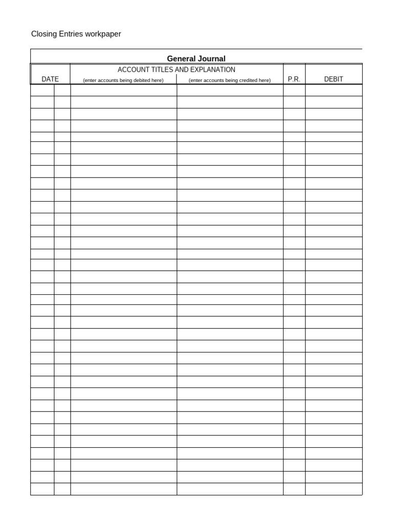 Closing Entries workpaper-2 | PDF