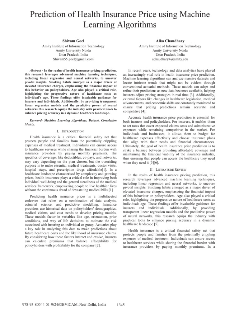Prediction of Health Insurance111 Price U111sing Machine Learning ...