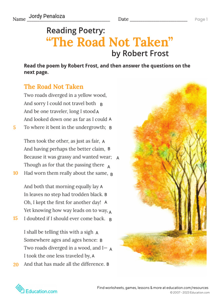 Reading Poetry The Road Not Taken | PDF | Poetry