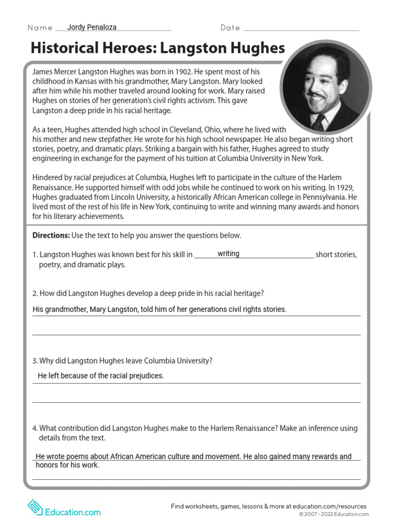 Historical Heroes Langston Hughes | PDF | Poetry