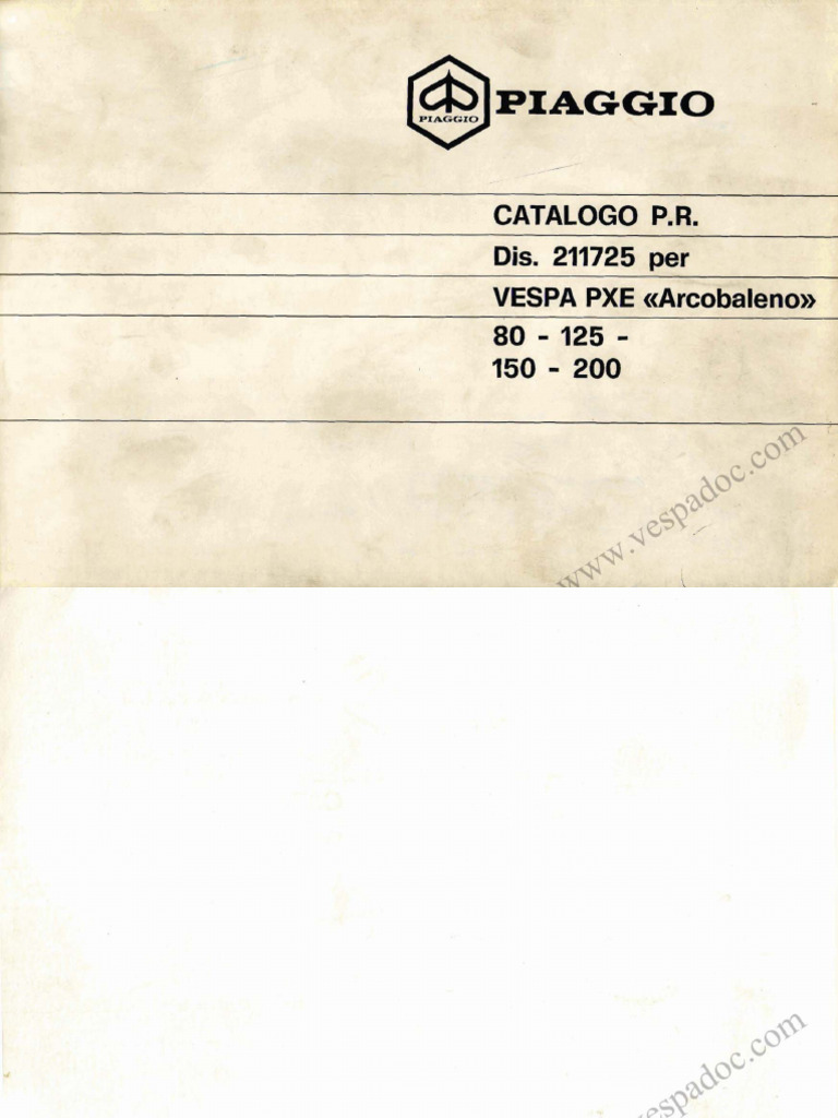 CAT-V-PXE - Catalogue Vespa PXE Arcobaleno | PDF
