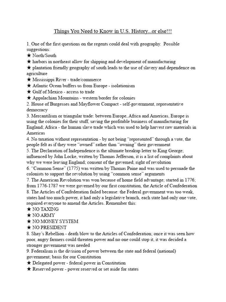 Essential U.S. History Facts for Students | PDF | American Government ...
