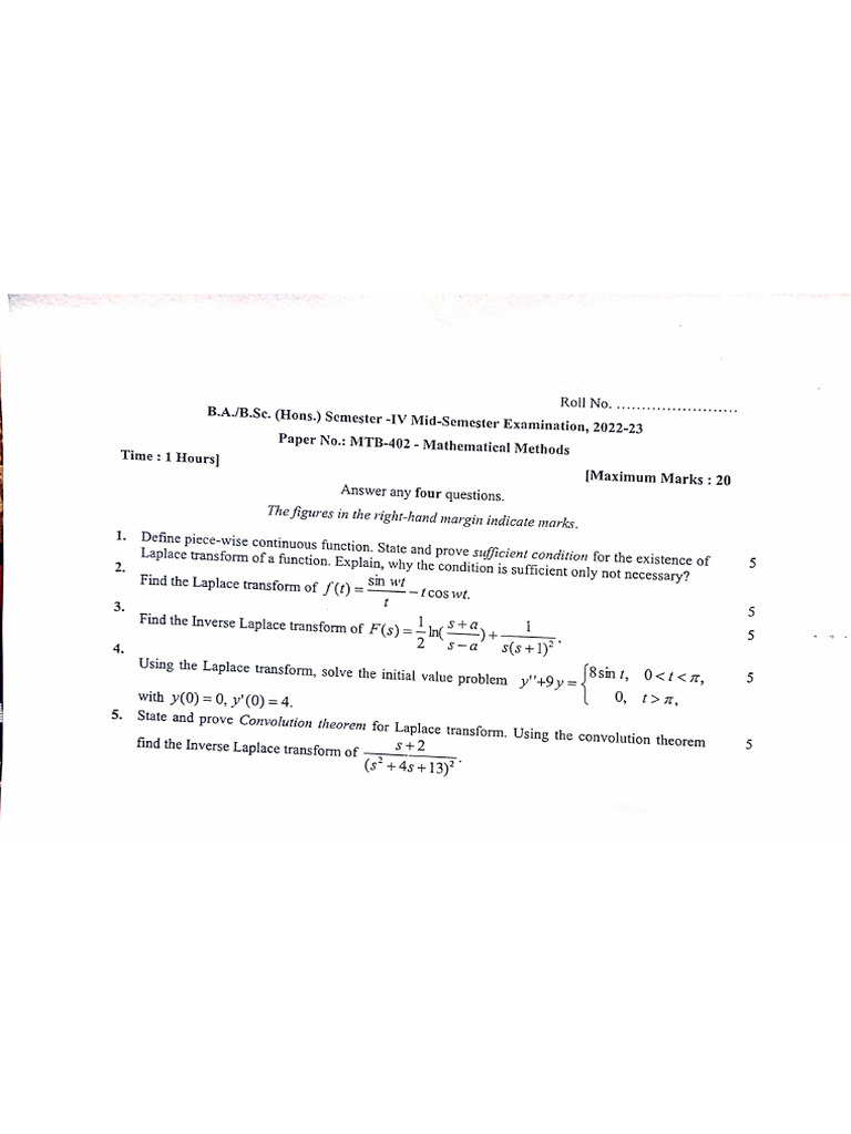 MTB - 402 Mathematical Methods | PDF