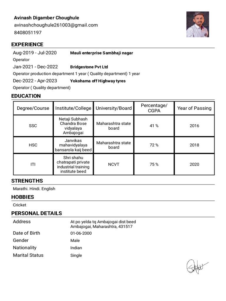 Resume Resume Format1 | PDF