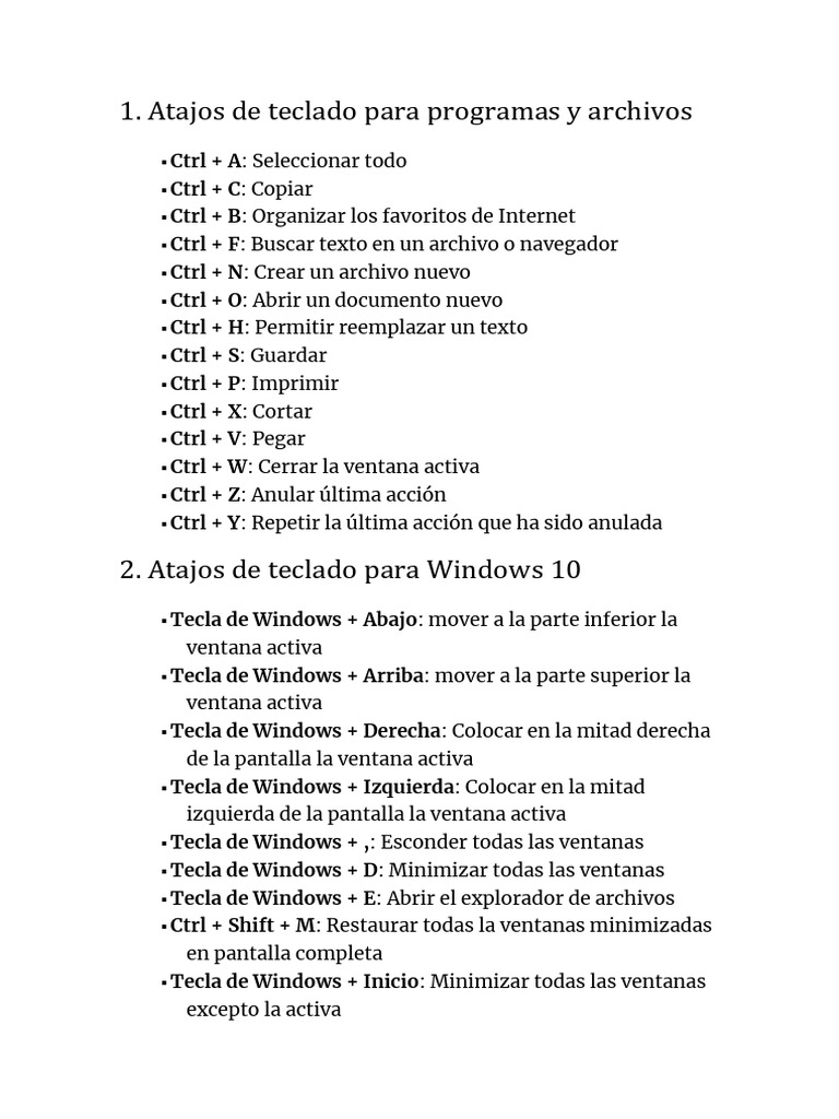Atajos Teclado | PDF