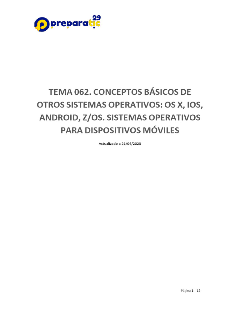 PreparaTIC - 29 - 062 - Resumen | PDF | Mac OS | Ios