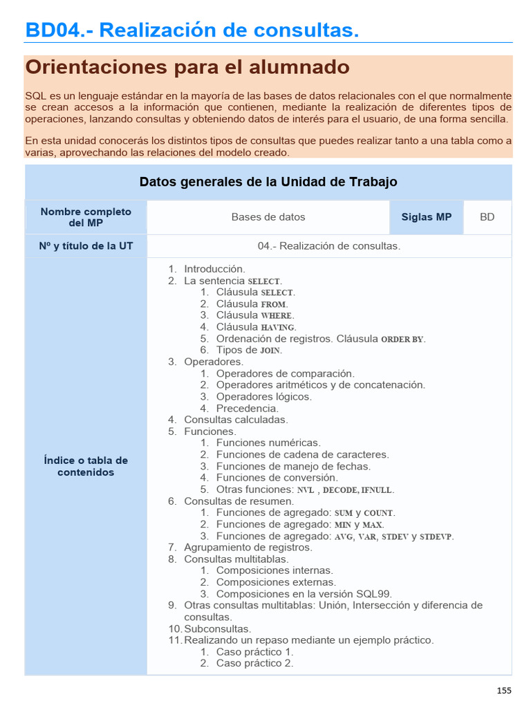 BD UT04 Realización de Consultas | PDF | SQL | Bases de datos