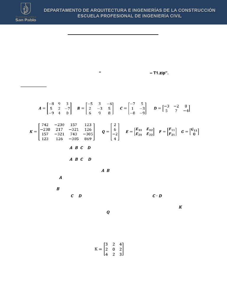 Tarea 01 - Algebra Matricial | PDF