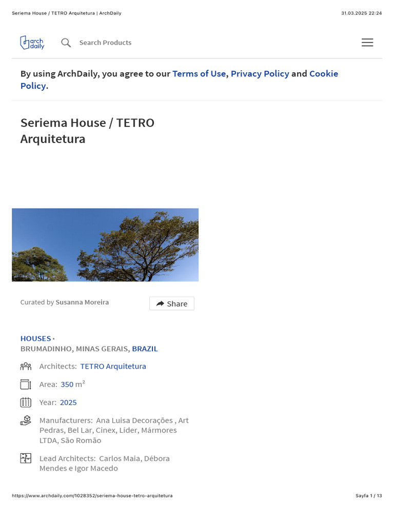 Seriema House: TETRO Arquitetura - ArchDaily | PDF | Earth Sciences ...