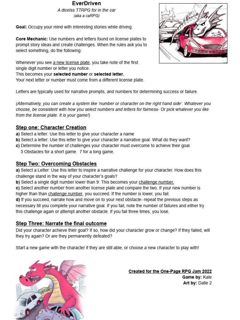 EverDriven - One Page RPG 3 | PDF | Goal