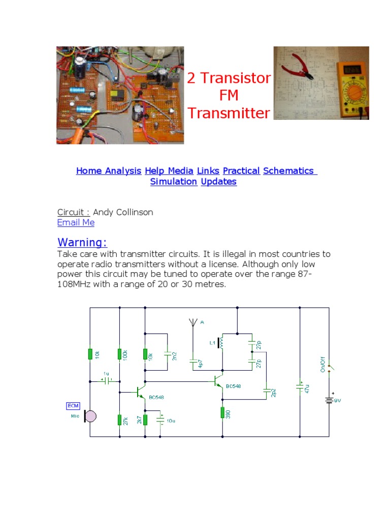 2-Transistor FM Transmitter Guide | PDF | Technology & Engineering