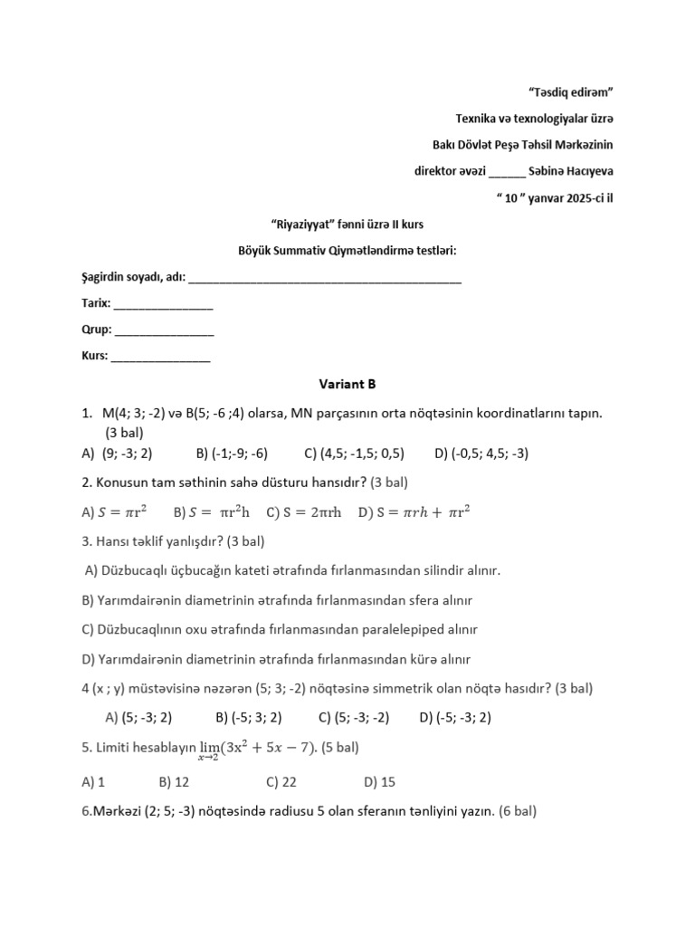 BSQ B Var - II Kurs | PDF