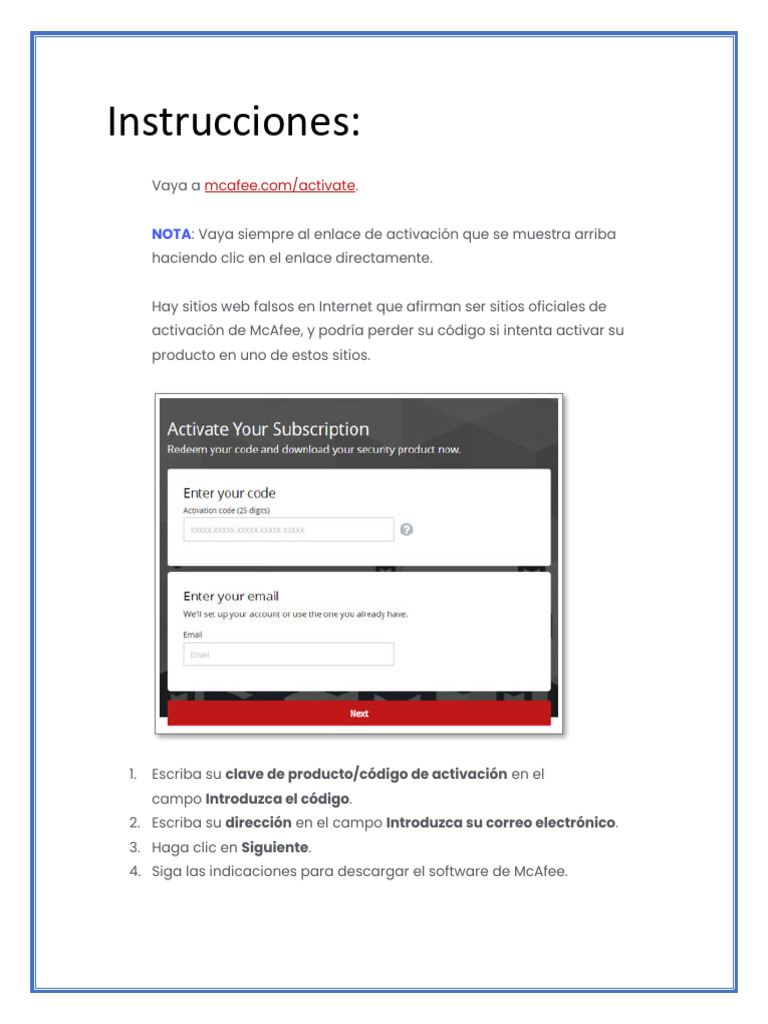 Instrucciones-McAfee-vcdcue | PDF