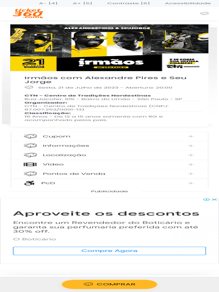 Ticket360 Irmãos com Alexandre Pires e Seu Jorge | PDF