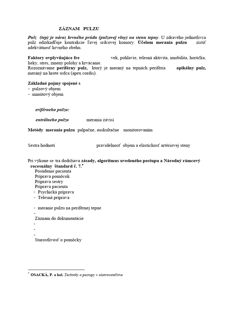 Meranie A Zaznam Pulzu Text | PDF