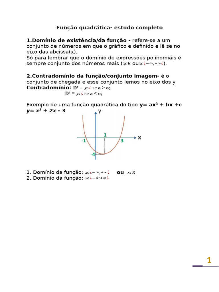 Estudo Completo da Função Quadrática | PDF