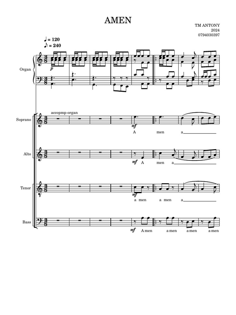 AMEN - A Minor With Acop TM Antony | PDF | Choral Music | Choral ...
