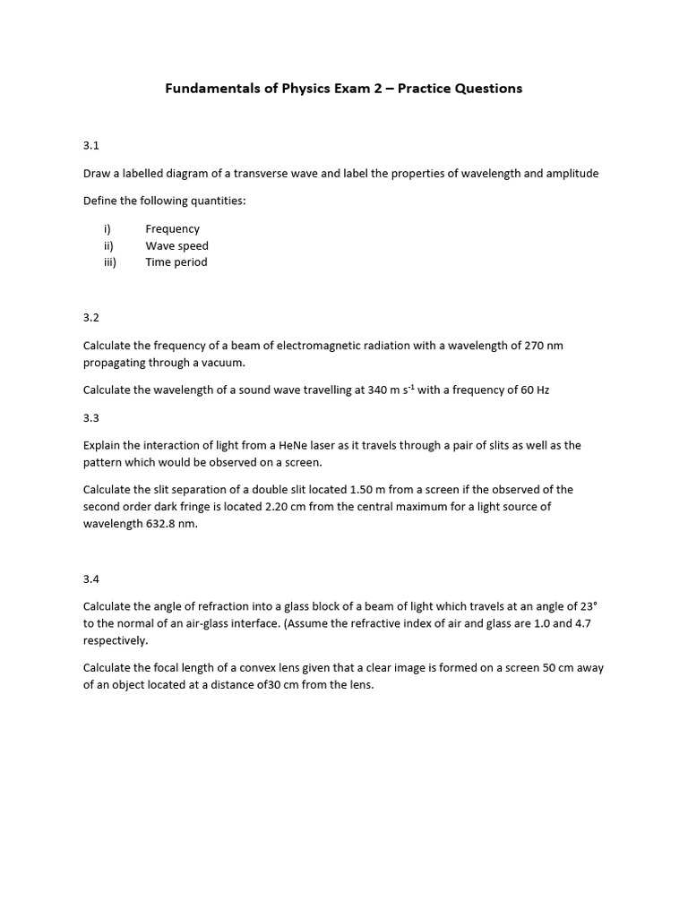 Fundamentals of Physics Exam 2practice | PDF | Radioactive Decay ...