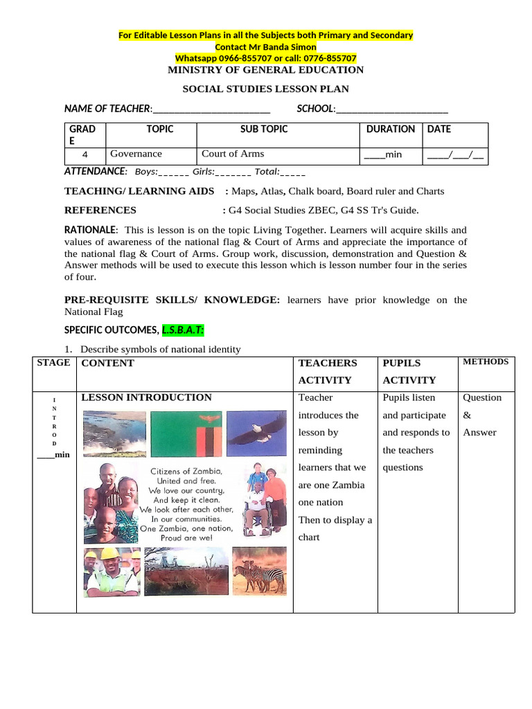 Editable Social Studies Lesson Plan | PDF | Lesson Plan | Teachers