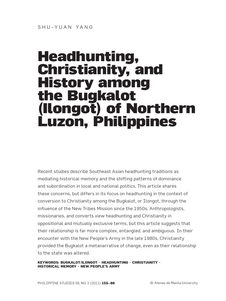 Headhunting and Christianity in Bugkalot | PDF