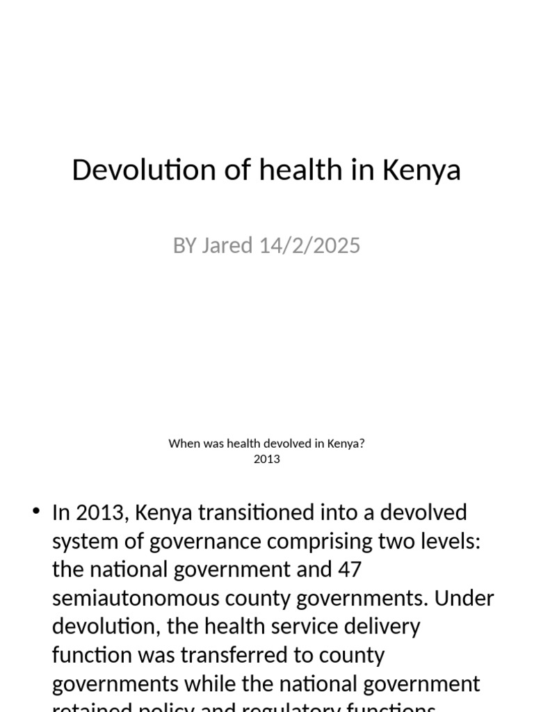 Devolution of Health Services in Kenya | PDF | Devolution | Health Care