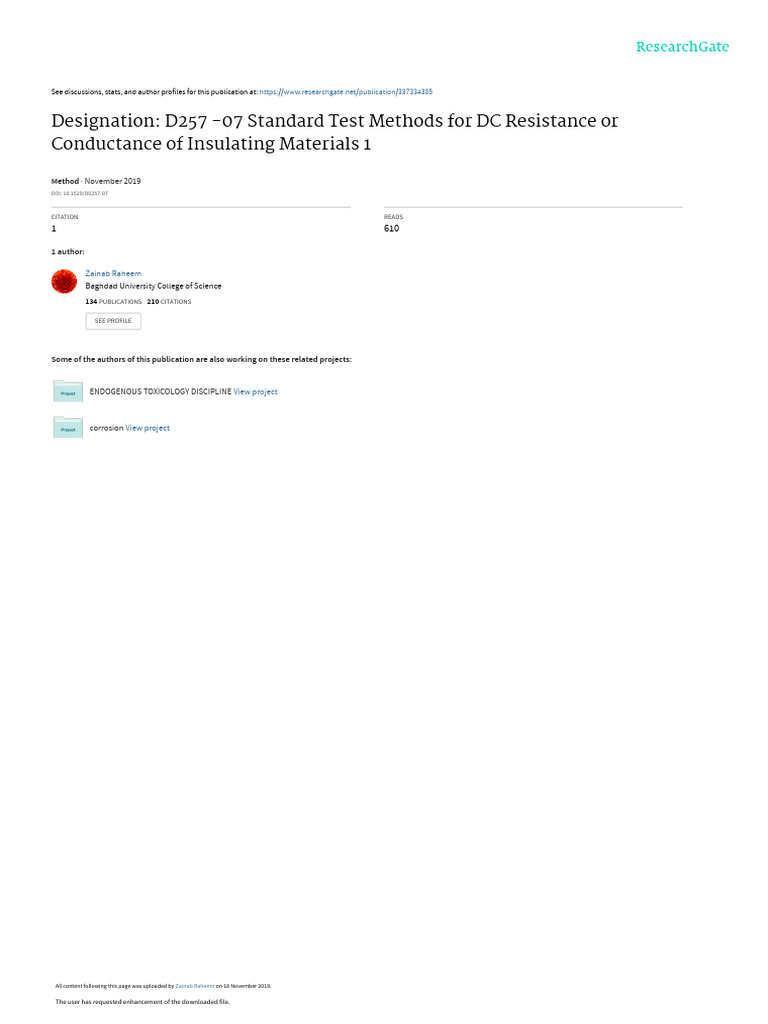 ASTM-D257 Resistance Meas | PDF | Electrical Resistivity And ...