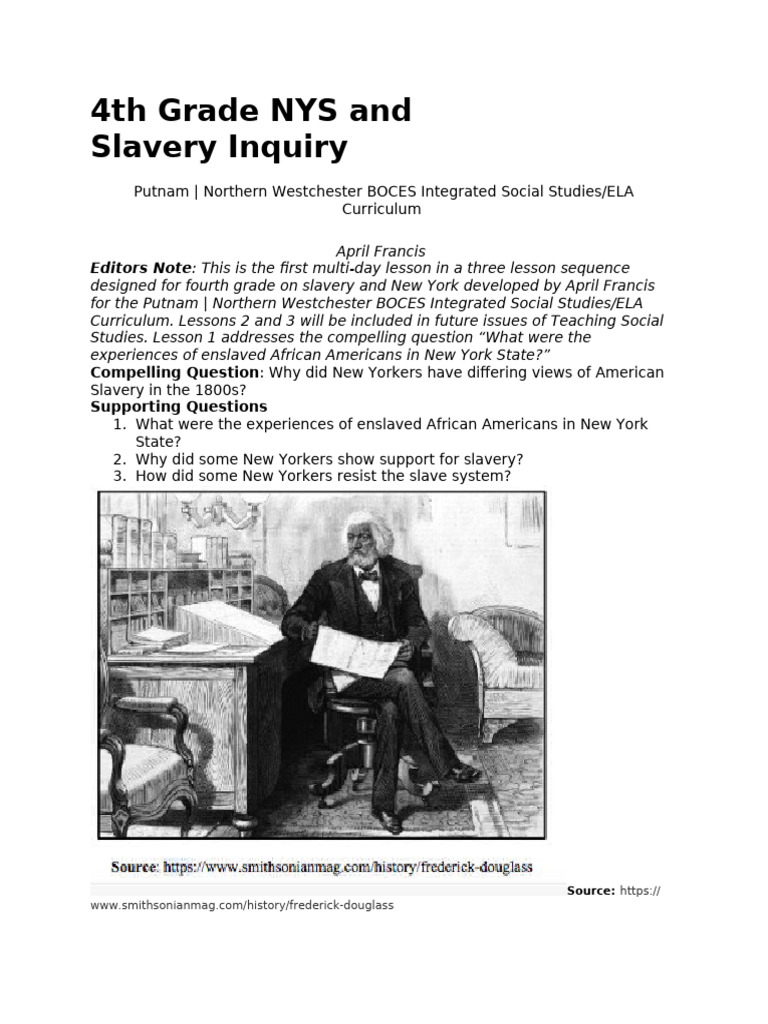 4th Grade NYS and Slavery Lessons | PDF | Slavery In The United States ...