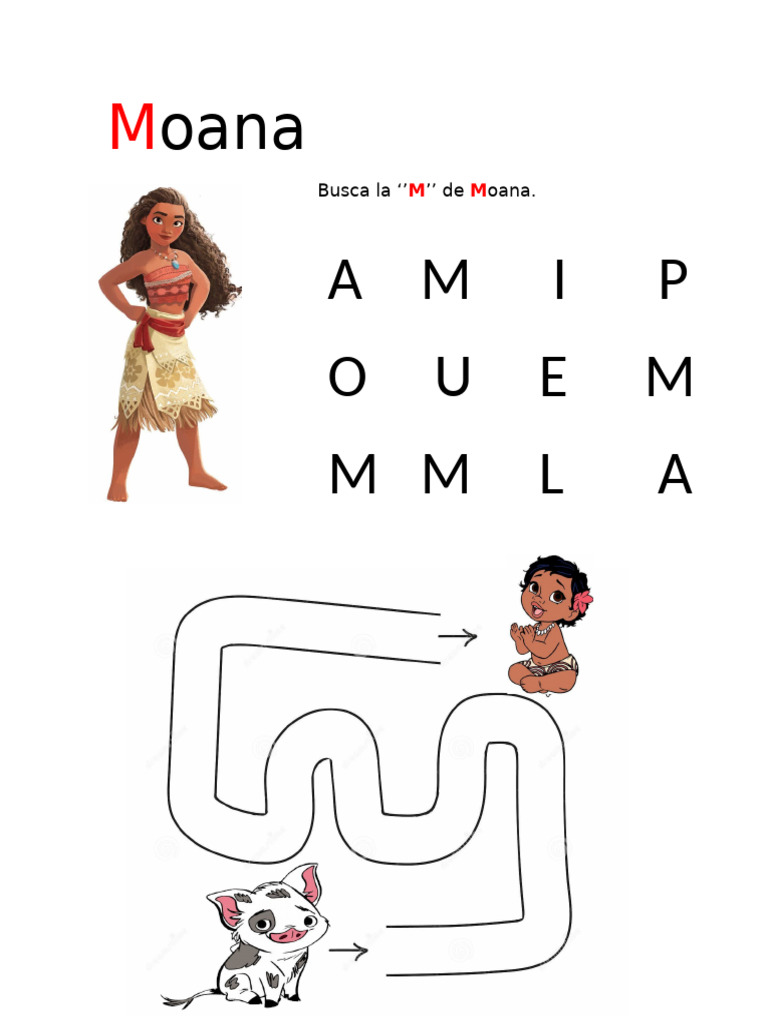 Actividad de Moana: Letra M y Conteo | PDF