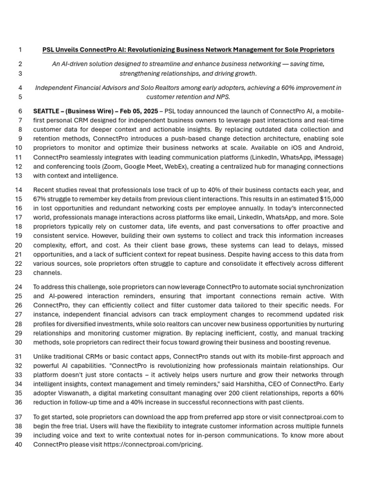 ConnectProAI_PRFAQ 2025-03-12 18_01_28 | PDF | Customer Relationship ...