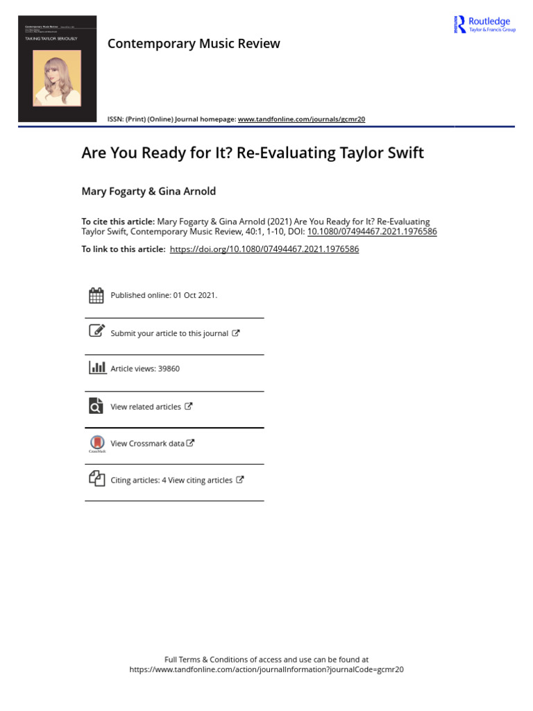 Are You Ready For It Re-Evaluating Taylor Swift | PDF | Taylor Swift