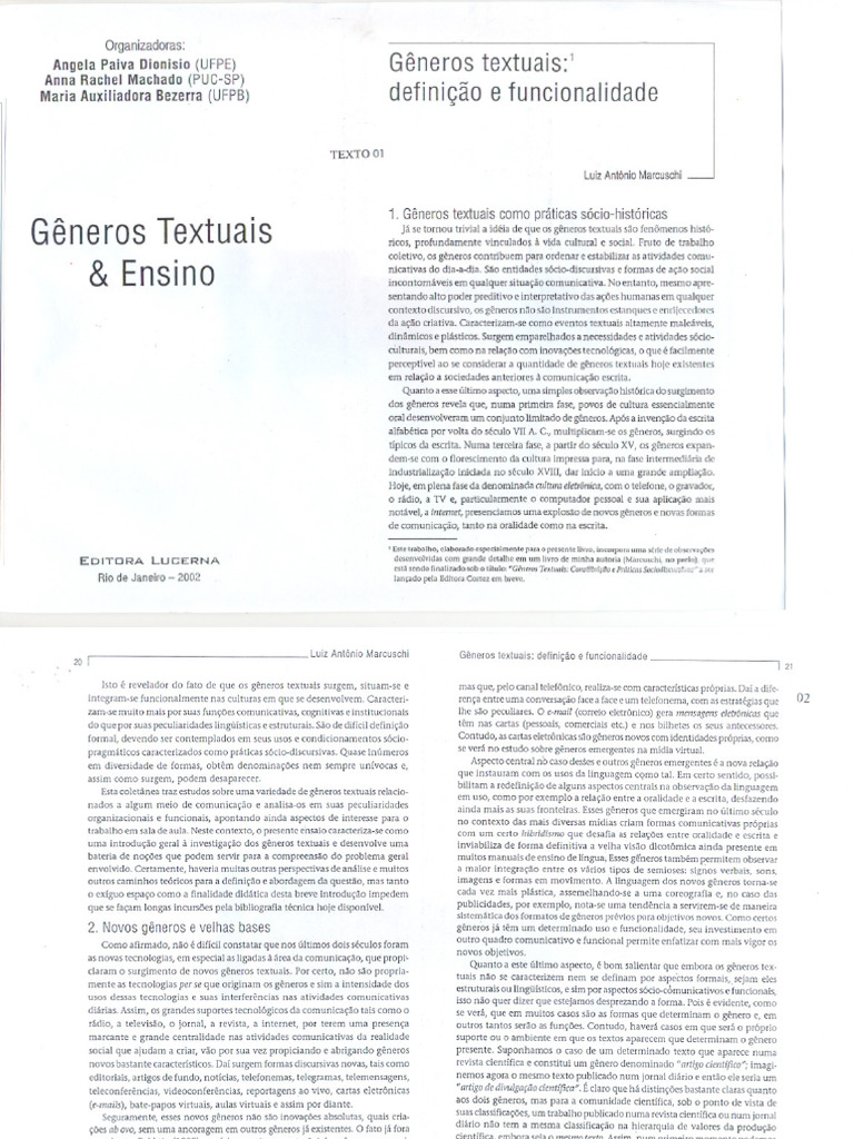 Generos Textuais Definicao e Funcionalidade Luiz Antonio Marcuschi | PDF