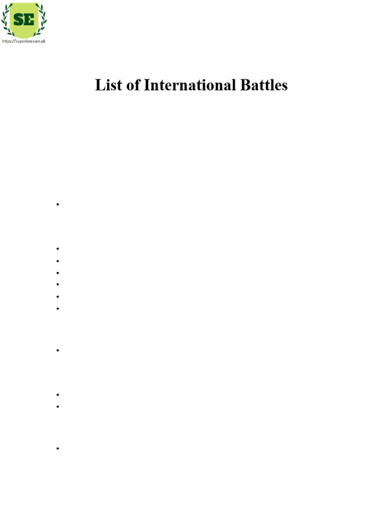 List of Historical Battles Worldwide | PDF | American Civil War ...