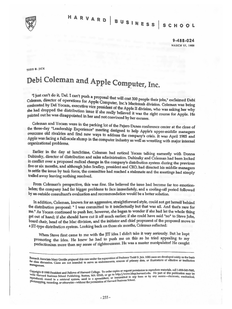Debi Coleman and Apple Computer Inc (B) | PDF