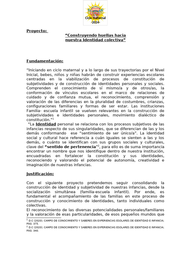 Proyecto de Identidad en Ciclo Maternal | PDF | Conocimiento | Democracia